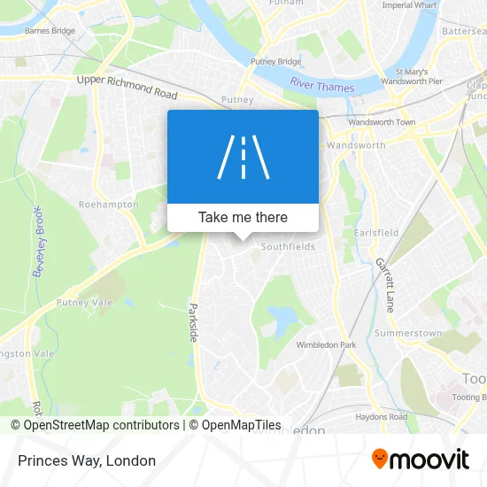 How to get to Princes Way, Southfields by bus, train, Tube or Tramlink?