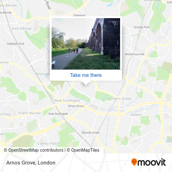 How to get to Arnos Grove, Southgate by bus, Tube or train?