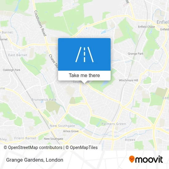 How to get to Grange Gardens, Southgate by bus, Tube or train?