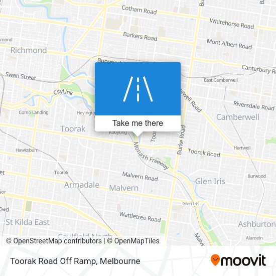 How to get to Toorak Road Off Ramp, Kooyong by train, bus or tram?