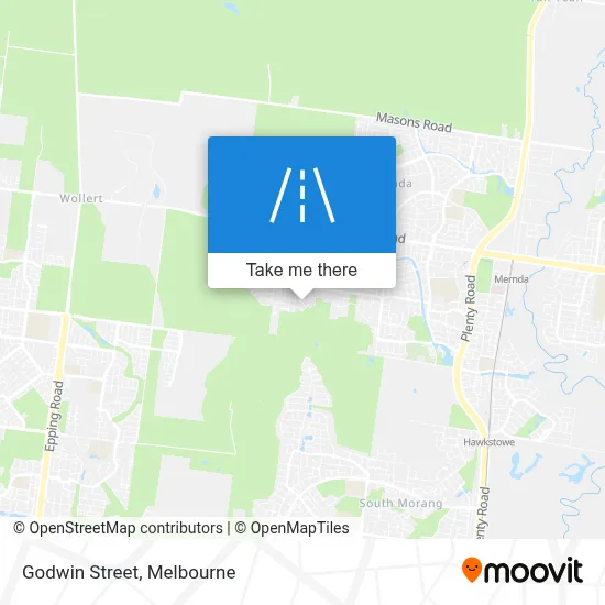 How to get to Godwin Street, Mernda by bus or train?