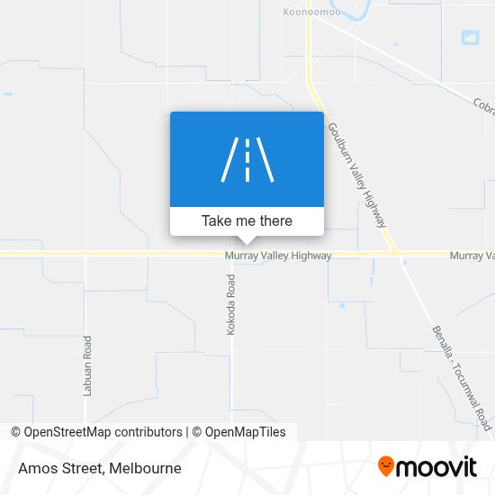 How to get to Amos Street, Yarroweyah by bus or train?