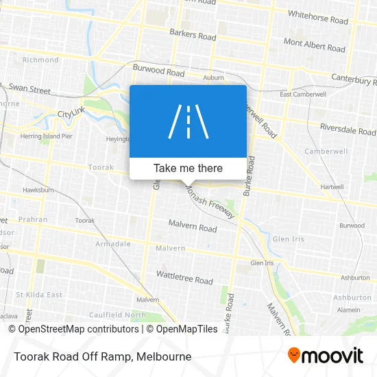 How to get to Toorak Road Off Ramp, Malvern by bus, train or tram?