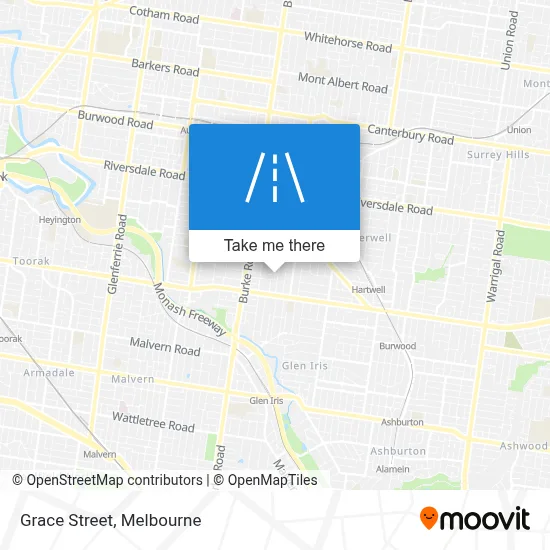 How to get to Grace Street, Camberwell by train, tram or bus?