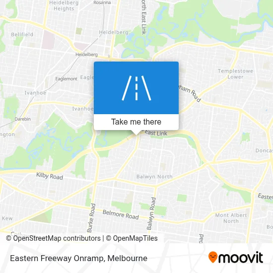 How to get to Eastern Freeway Onramp, Balwyn North by bus, tram or train?