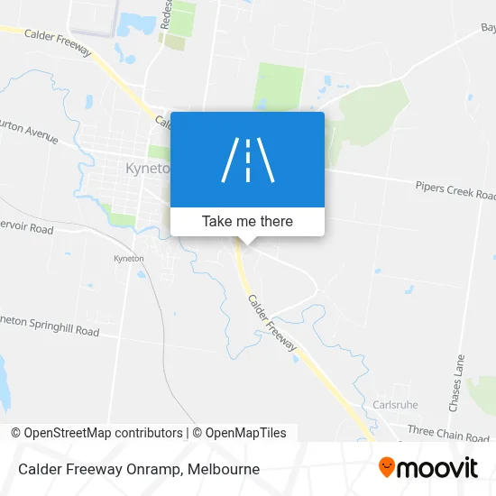 How to get to Calder Freeway Onramp, Kyneton by train or bus?