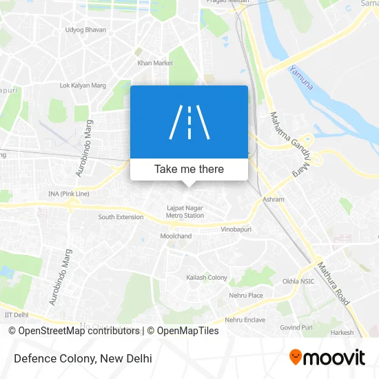 How to get to Defence Colony, Delhi by bus, metro or train?