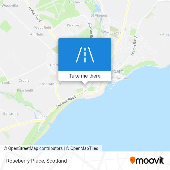 How to get to Roseberry Place, Arbroath by bus or train?