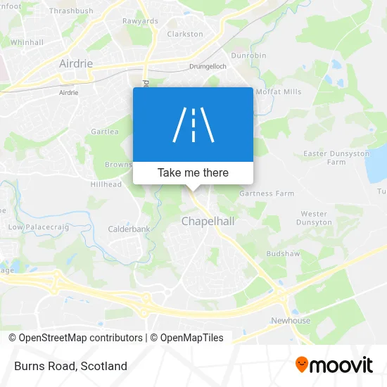 How to get to Burns Road, Chapelhall by bus or train?