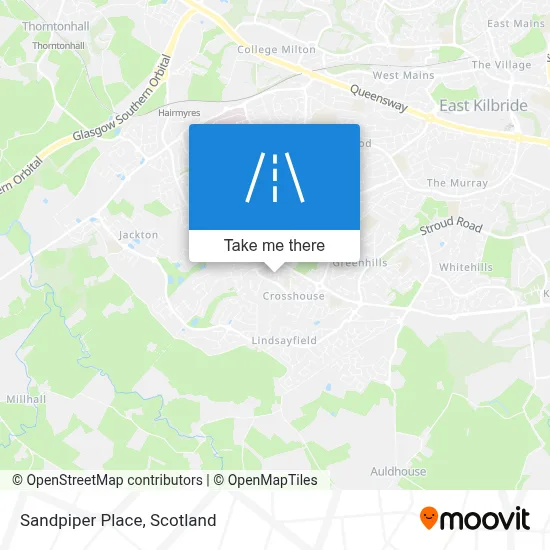 How to get to Sandpiper Place, East Kilbride by bus or train?