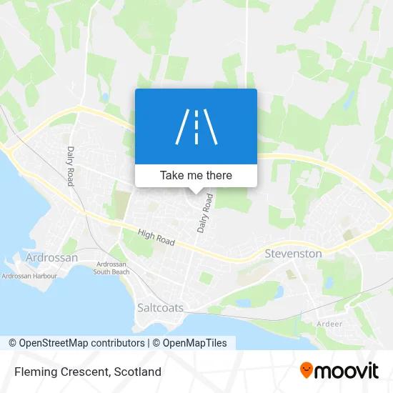 How to get to Fleming Crescent, Saltcoats by bus or train?
