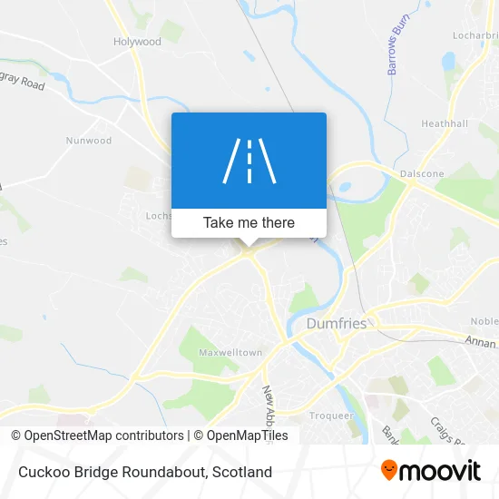 How to get to Cuckoo Bridge Roundabout, Dumfries by bus or train?