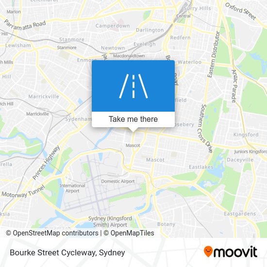 How to get to Bourke Street Cycleway, Mascot by train, bus or metro?