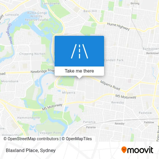 How to get to Blaxland Place, Milperra by bus or train?