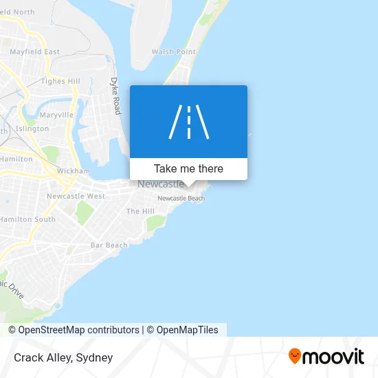 How to get to Crack Alley, Newcastle East by bus, light rail or train?