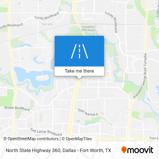 How to get to North State Highway 360, Grand Prairie by bus or train?