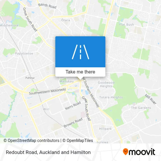 How to get to Redoubt Road, Manukau Central by bus or train?