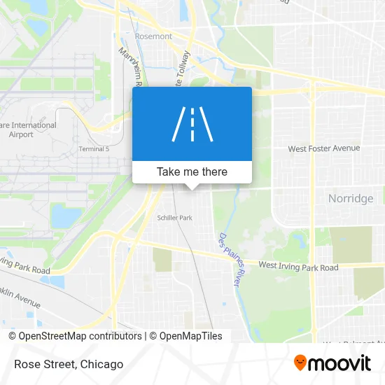 How to get to Rose Street, Schiller Park by bus, Chicago 'L' or train?