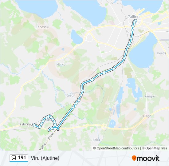 191 Route: Schedules, Stops & Maps - Viru (Ajutine) (Updated)