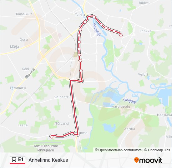 E1 Route: Schedules, Stops & Maps - Annelinna Keskus (Updated)
