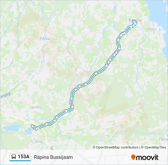 153A Route: Schedules, Stops & Maps - Räpina Bussijaam (Updated)