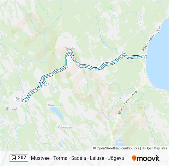 207 Route: Schedules, Stops & Maps - Jõgeva (Updated)