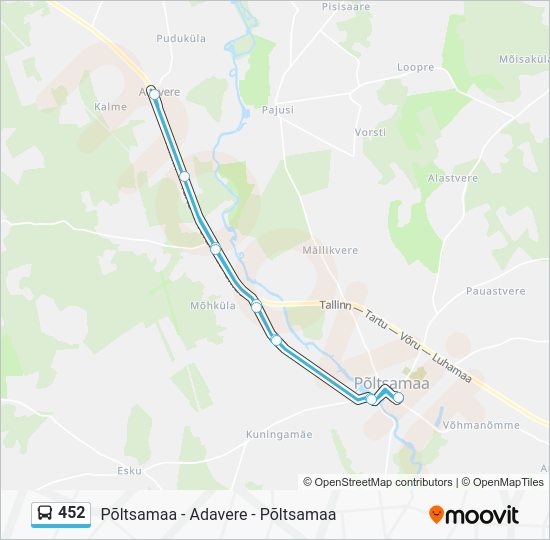 452 Route: Schedules, Stops & Maps - Põltsamaa (Updated)