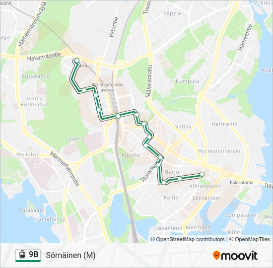 9b Route: Schedules, Stops & Maps - Sörnäinen (M) (Updated)