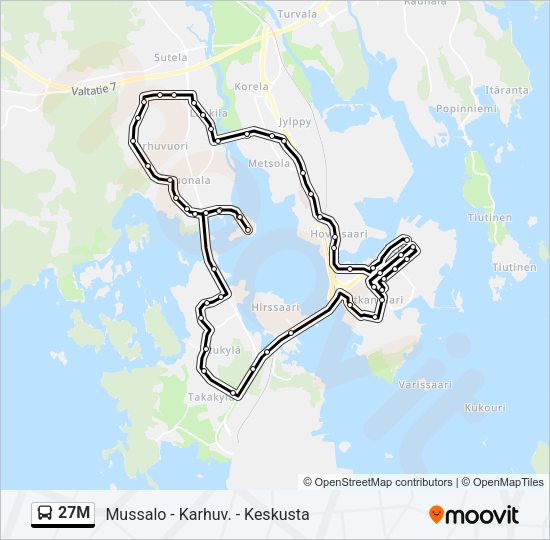 27M Route: Schedules, Stops & Maps - Mussalo - Karhuv. - Keskusta (Updated)