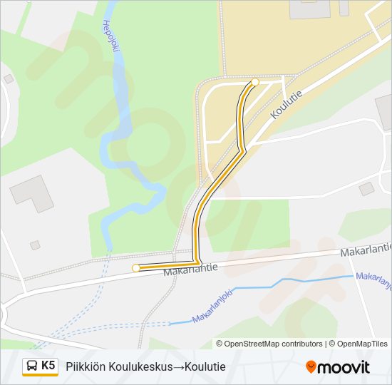 k5 Route: Schedules, Stops & Maps - Piikkiön Koulukeskus‎→Koulutie ...