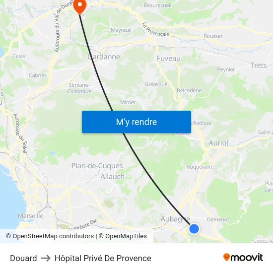 Douard à Hôpital Privé De Provence en transport en commun