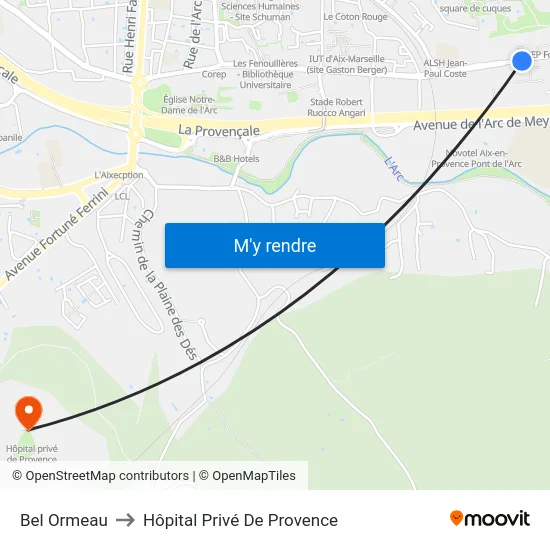 Bel Ormeau à Hôpital Privé De Provence en transport en commun
