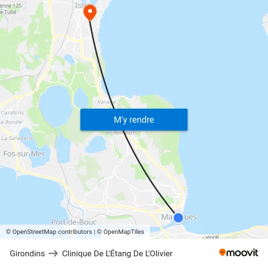 Girondins à Clinique De L'Étang De L'Olivier en transport en commun