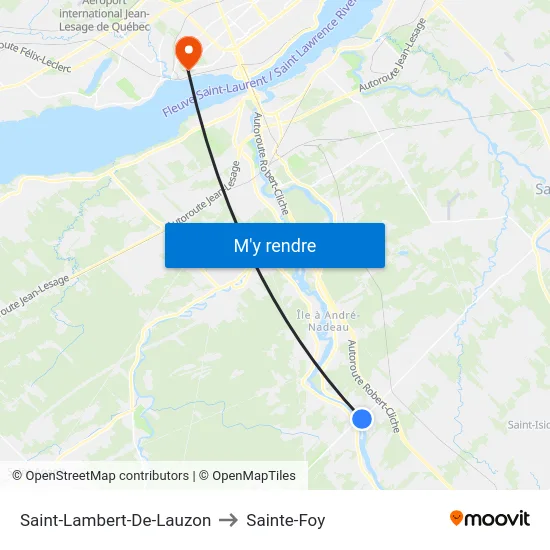Saint-Lambert-De-Lauzon à Sainte-Foy en transport en commun