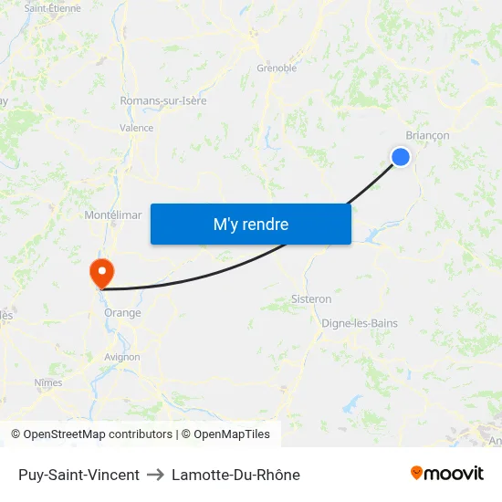 Puy-Saint-Vincent à Lamotte-Du-Rhône en transport en commun