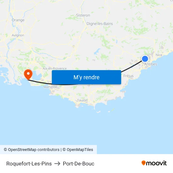 Roquefort-Les-Pins à Port-De-Bouc en transport en commun
