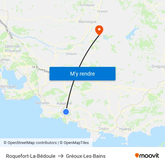 Roquefort-La-Bédoule à Gréoux-Les-Bains en transport en commun