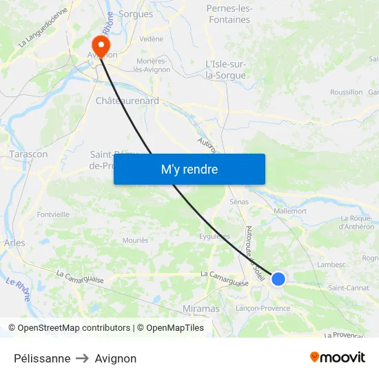 Pélissanne à Avignon en transport en commun