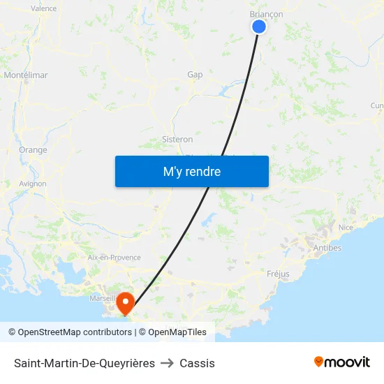 Saint-Martin-De-Queyrières à Cassis en transport en commun