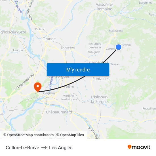 Crillon-Le-Brave à Les Angles en transport en commun