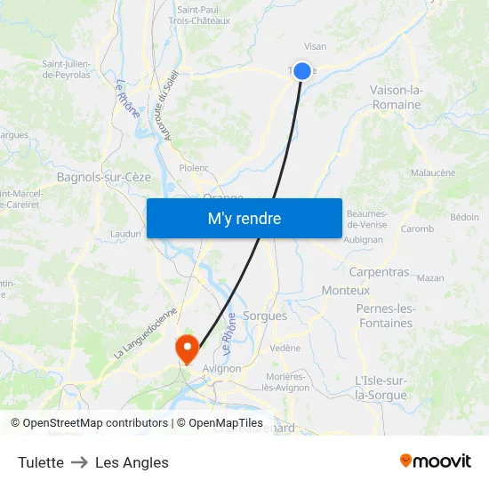 Tulette à Les Angles en transport en commun