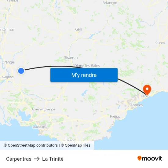 Carpentras à La Trinité en transport en commun