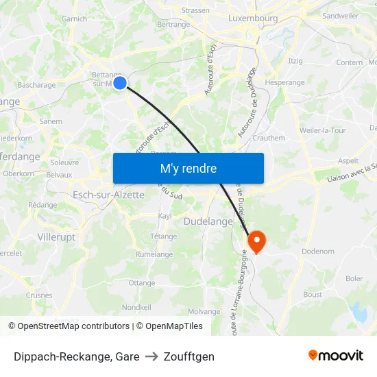 Dippach-Reckange, Gare à Zoufftgen en transport en commun