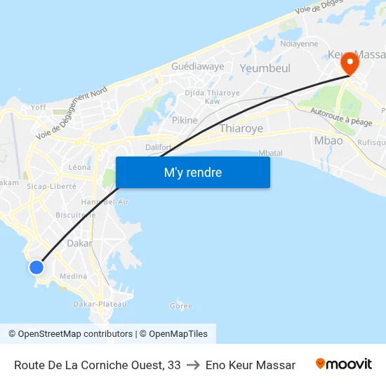 Route De La Corniche Ouest, 33 à Eno Keur Massar en transport en commun
