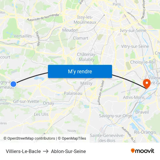 Villiers-Le-Bacle à Ablon-Sur-Seine en transport en commun