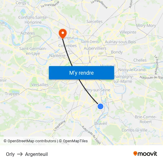 Orly à Argenteuil en transport en commun