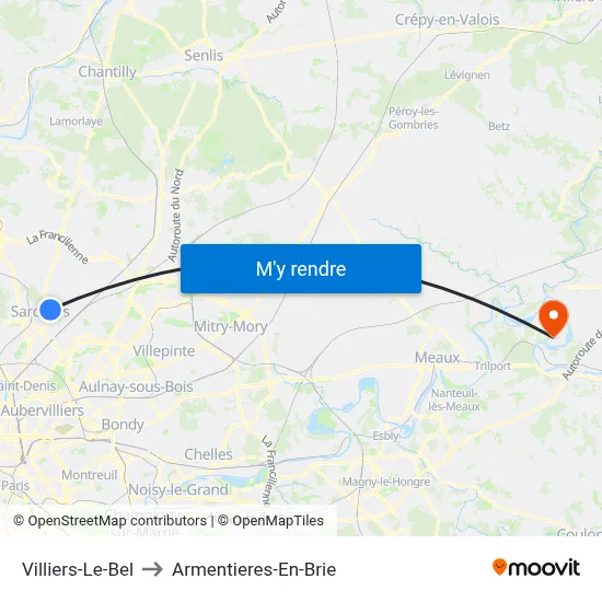 Villiers-Le-Bel à Armentieres-En-Brie en transport en commun