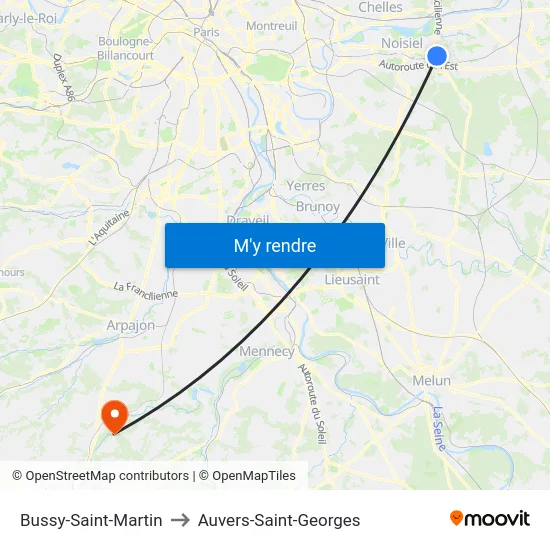 Bussy-Saint-Martin à Auvers-Saint-Georges en transport en commun