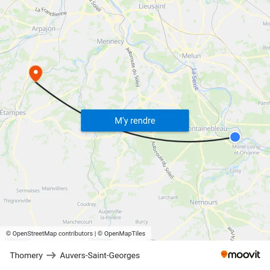 Thomery à Auvers-Saint-Georges en transport en commun