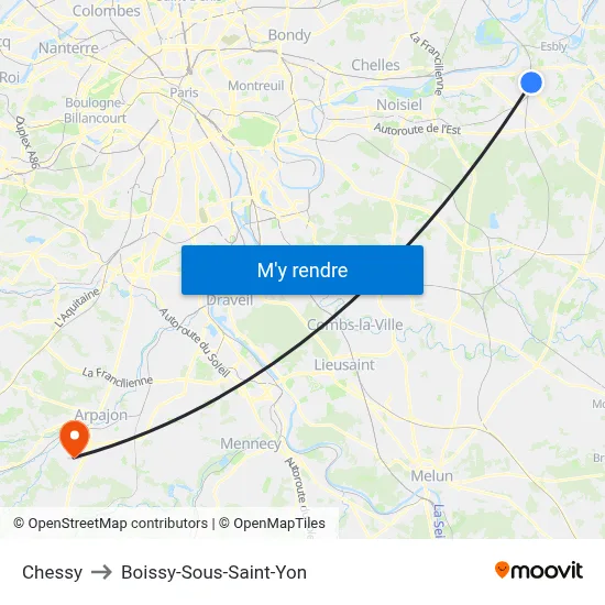 Chessy à Boissy-Sous-Saint-Yon en transport en commun